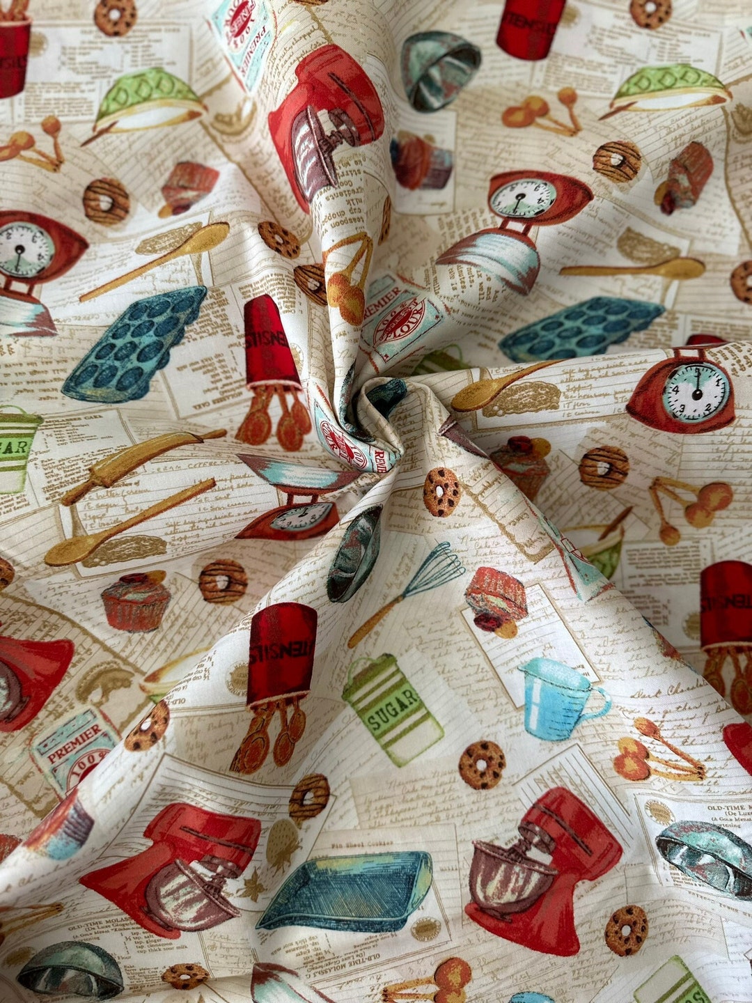 Cooking Recipes and Kitchen Gadgets 44 Wide 100% Cotton Novelty ...