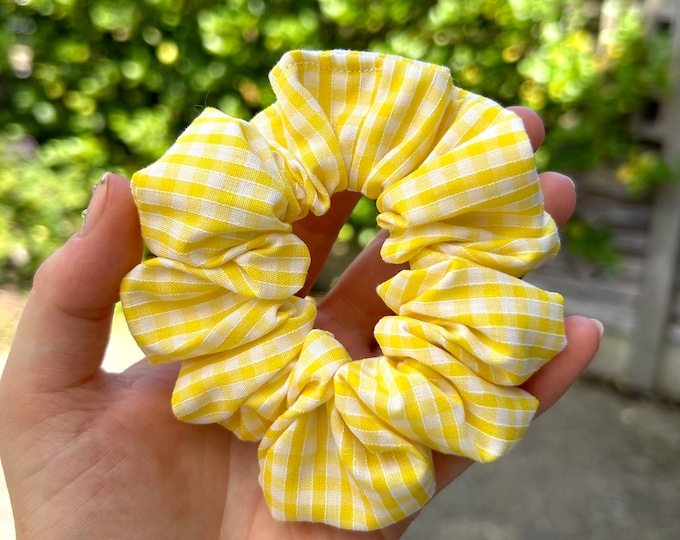 Yellow Gingham Scrunchie | Pastel Yellow | Handmade | That Scrunchie ...