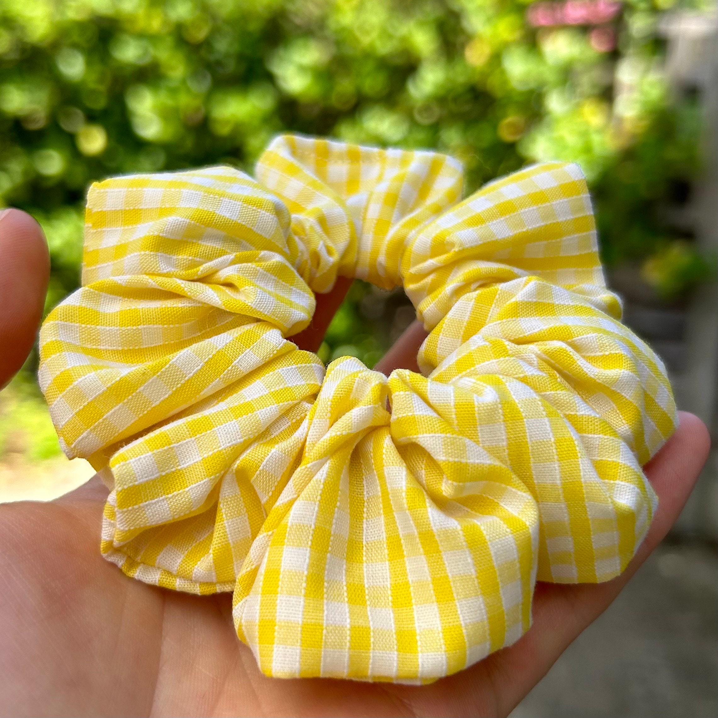 Yellow Gingham Scrunchie | Pastel Yellow | Handmade | That Scrunchie ...