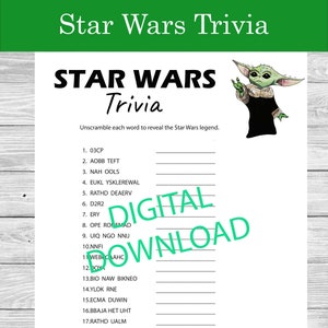Printable Star Wars Trivia Word Scramble, Printable Mandalorian, Star ...