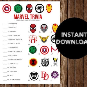 Avengers Trivia Printable, Avengers Birthday Party, Printable Marvel ...