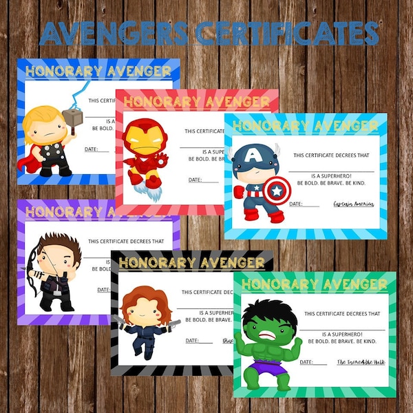 Superhero Certificate - Etsy