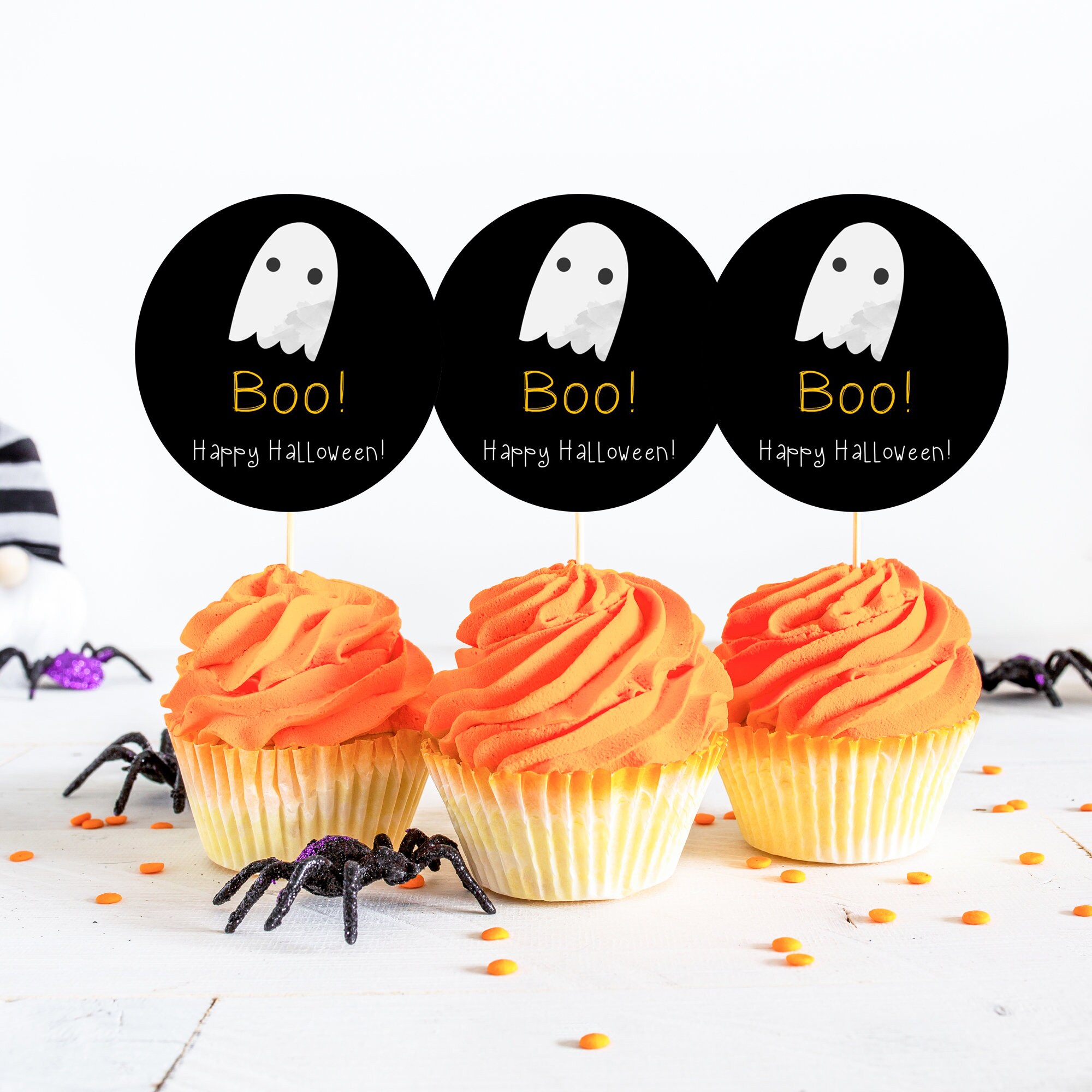 Printable Halloween Cupcake Topper, Printable Ghost Cupcake Topper ...