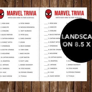 Avengers Trivia Printable, Avengers Birthday Party, Printable Marvel ...