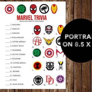 Avengers Trivia Printable, Avengers Birthday Party, Printable Marvel ...