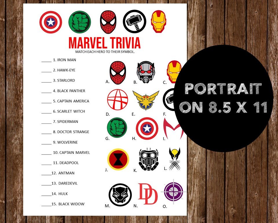 Avengers Trivia Printable, Avengers Birthday Party, Printable Marvel ...