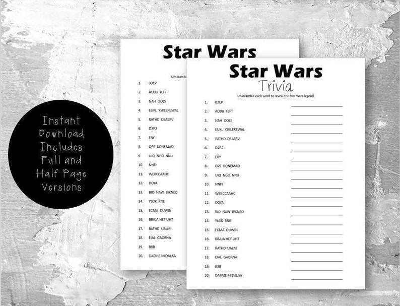 Printable Star Wars Trivia, Printable Mandalorian Game, Star Wars ...