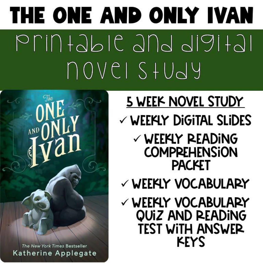 The One and Only Ivan Printable and Digital Novel Study - Etsy