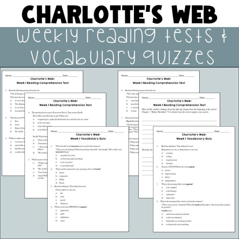 Charlotte's Web Printable and Digital Novel Study - Etsy