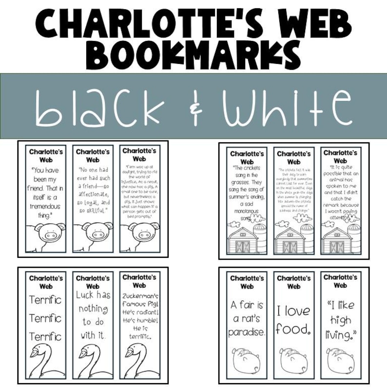 Charlotte's Web Printable Bookmarks - Etsy