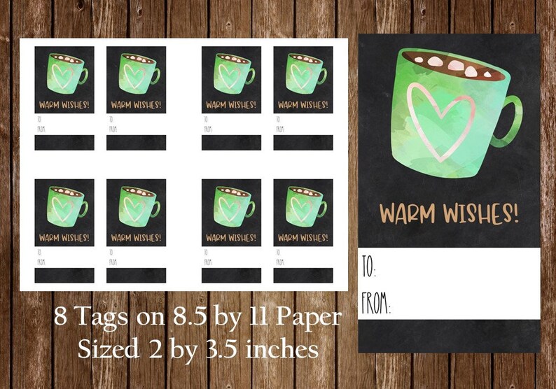 Printable Coffee Gift Tag, Warm Wishes Gift Tag, Teacher Appreciation ...