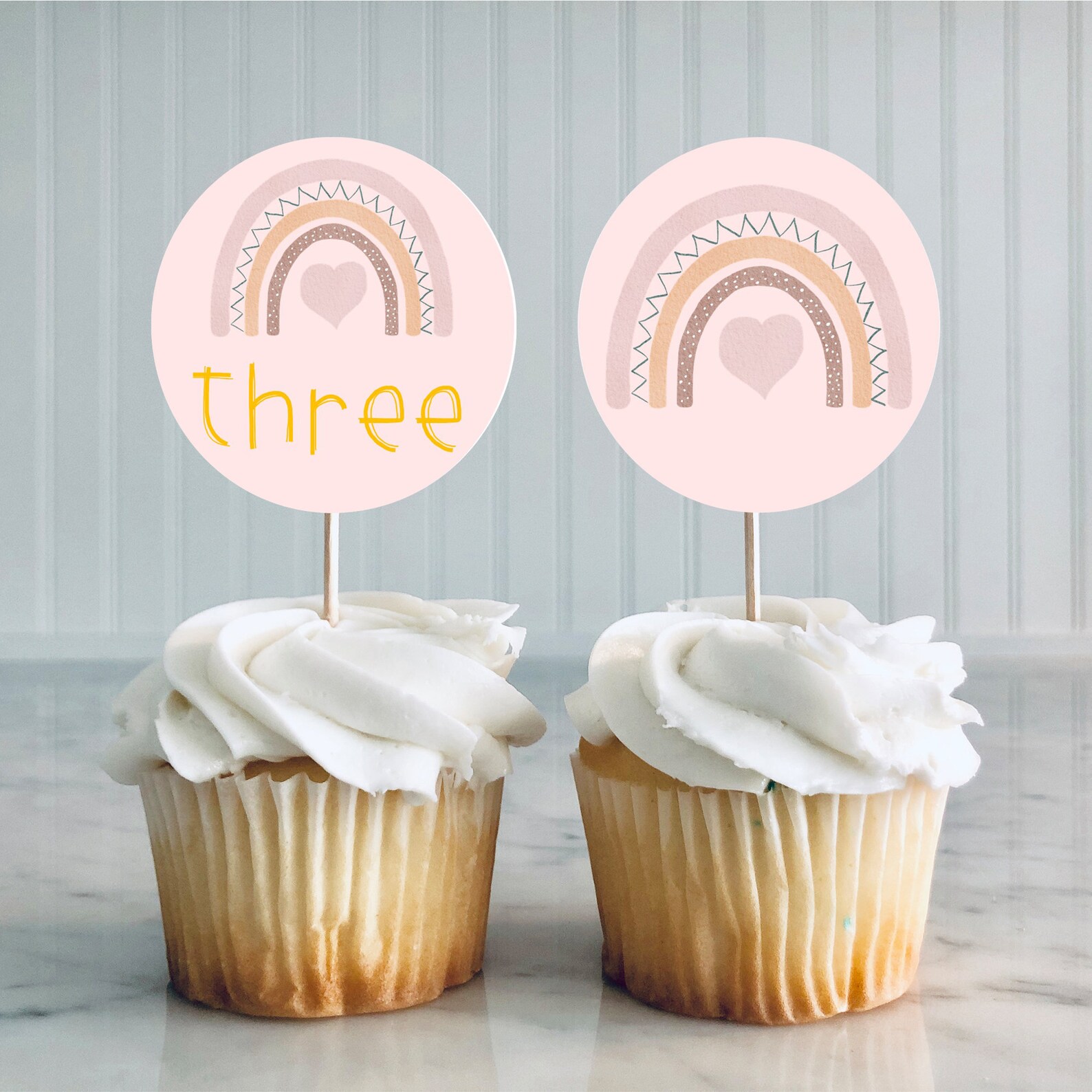 Printable Boho Rainbow Cupcake Topper, Boho Rainbow Birthday Party ...