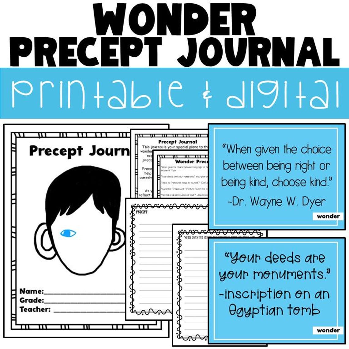 Wonder Novel Study Activity: Printable and Digital Precept Journal - Etsy