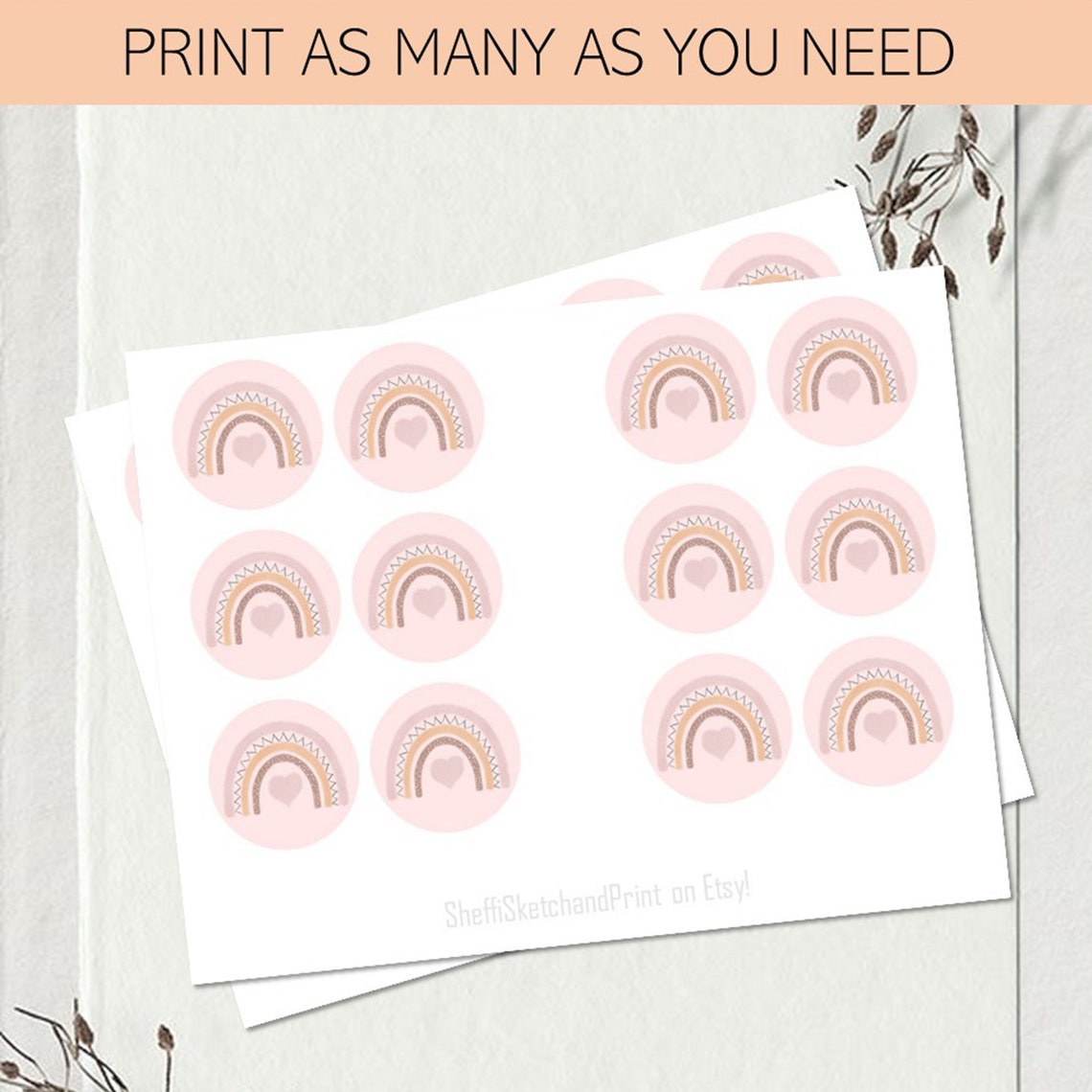 Printable Boho Rainbow Cupcake Topper, Boho Rainbow Birthday Party ...