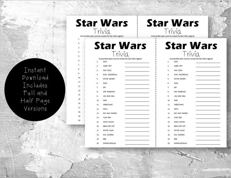 Printable Star Wars Trivia, Printable Mandalorian Game, Star Wars ...