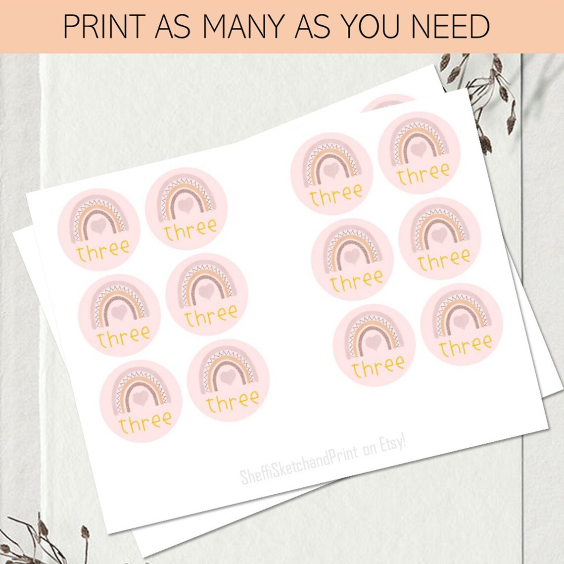 Printable Boho Rainbow Cupcake Topper, Boho Rainbow Birthday Party ...