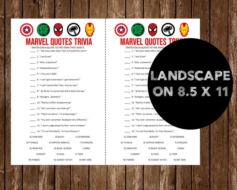 Avengers Trivia Printable, Avengers Birthday Party, Printable Marvel ...
