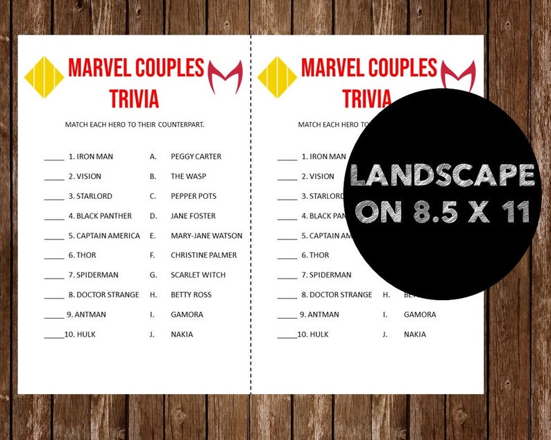 Avengers Trivia Printable, Avengers Birthday Party, Printable Marvel ...