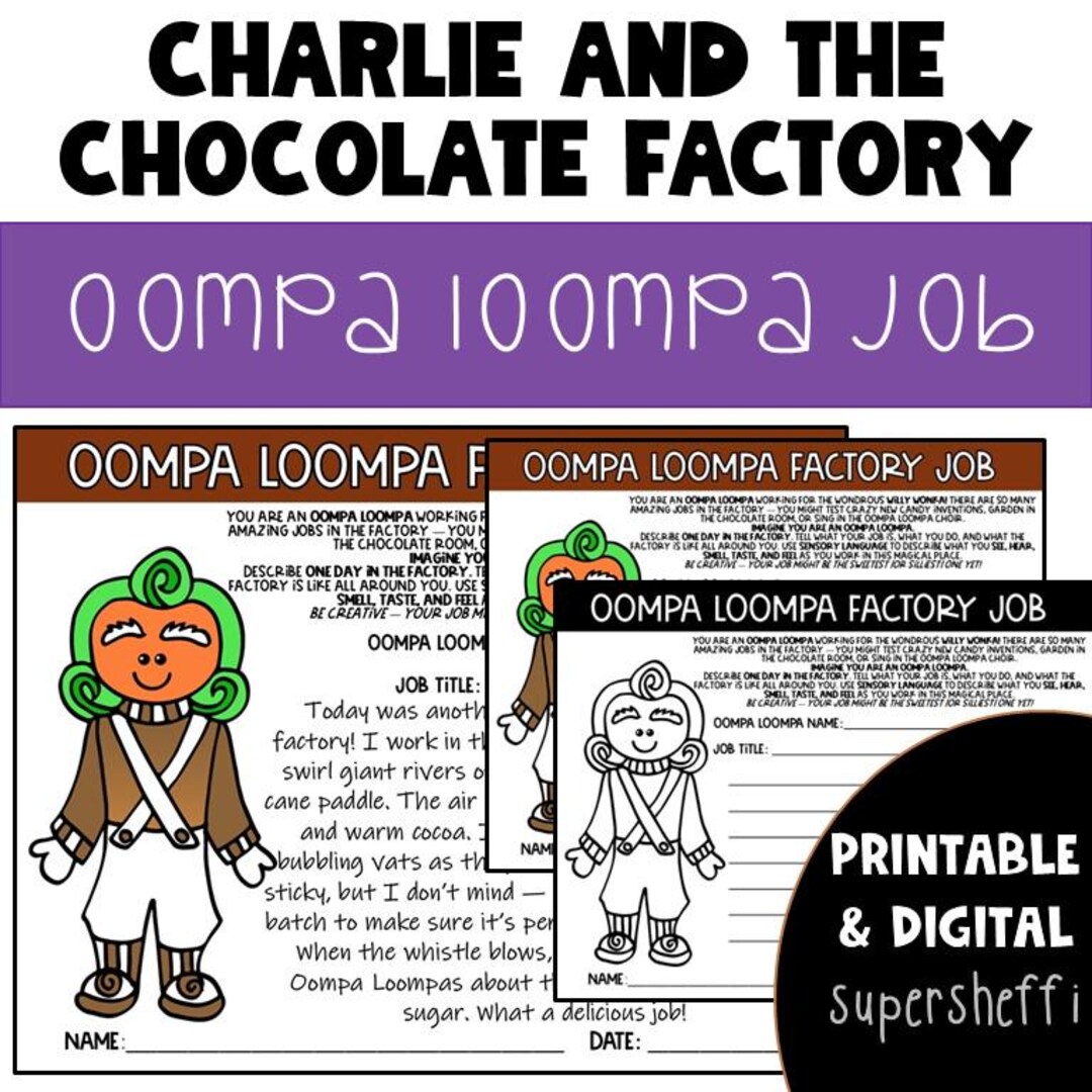 Charlie and the Chocolate Factory Novel Study Activity: Oompa Loompa ...