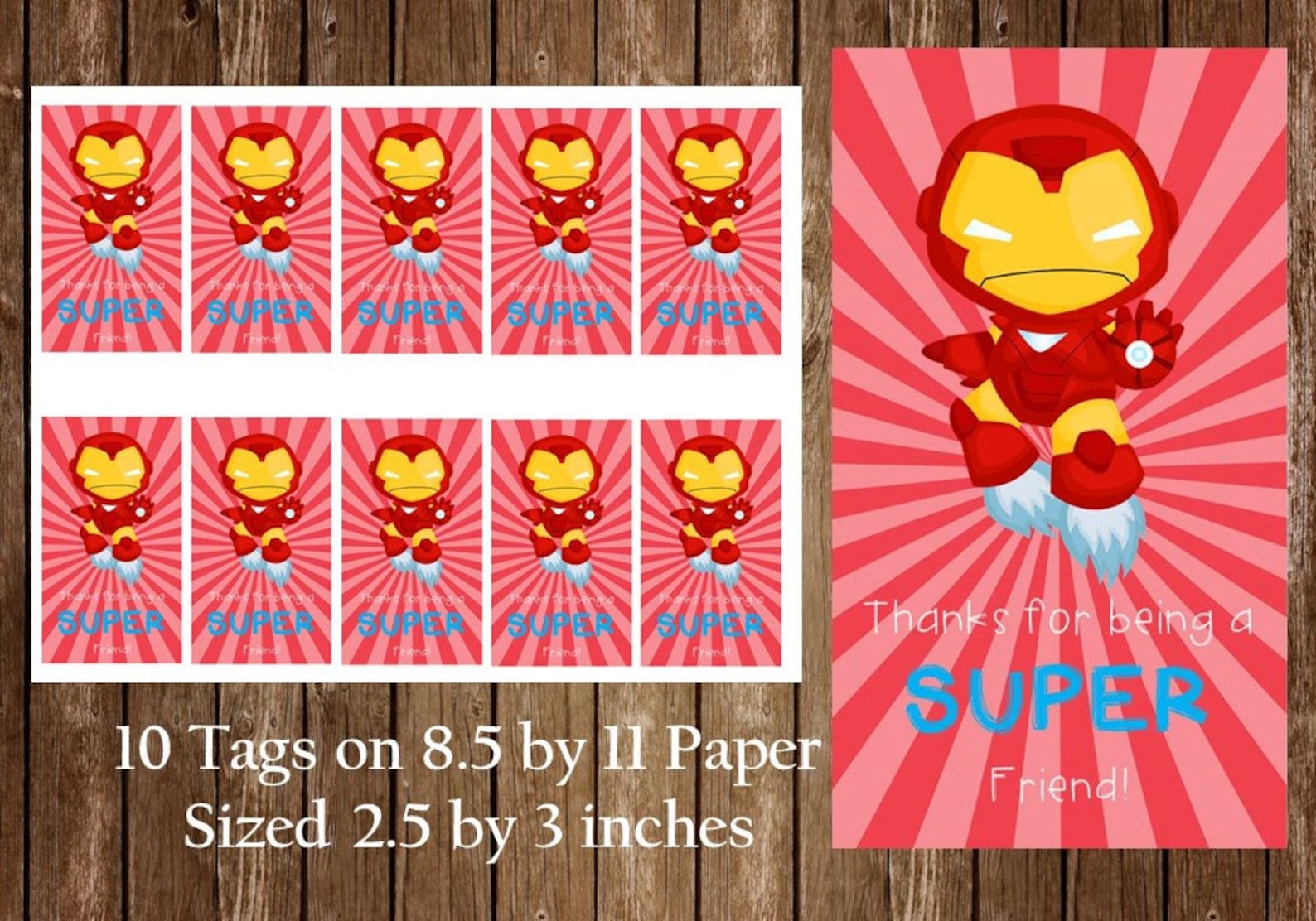 Printable Avengers Gift Tag, Iron Man Gift Tag, Avengers Birthday Party ...