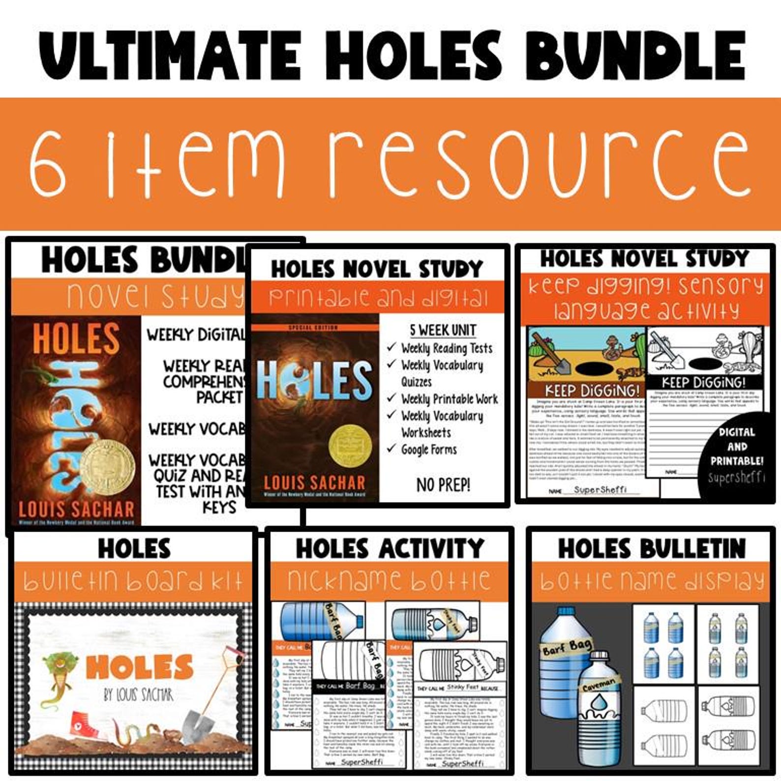 Ultimate Holes Novel Study Bundle/literature Guide | Comprehension ...
