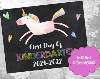 Editable First Day of Kindergarten Sign, Unicorn First Day of School ...