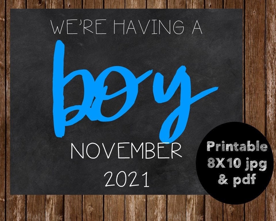 It's a Boy Printable Chalk Sign, Pregnancy Sign, Gender Reveal Sign ...