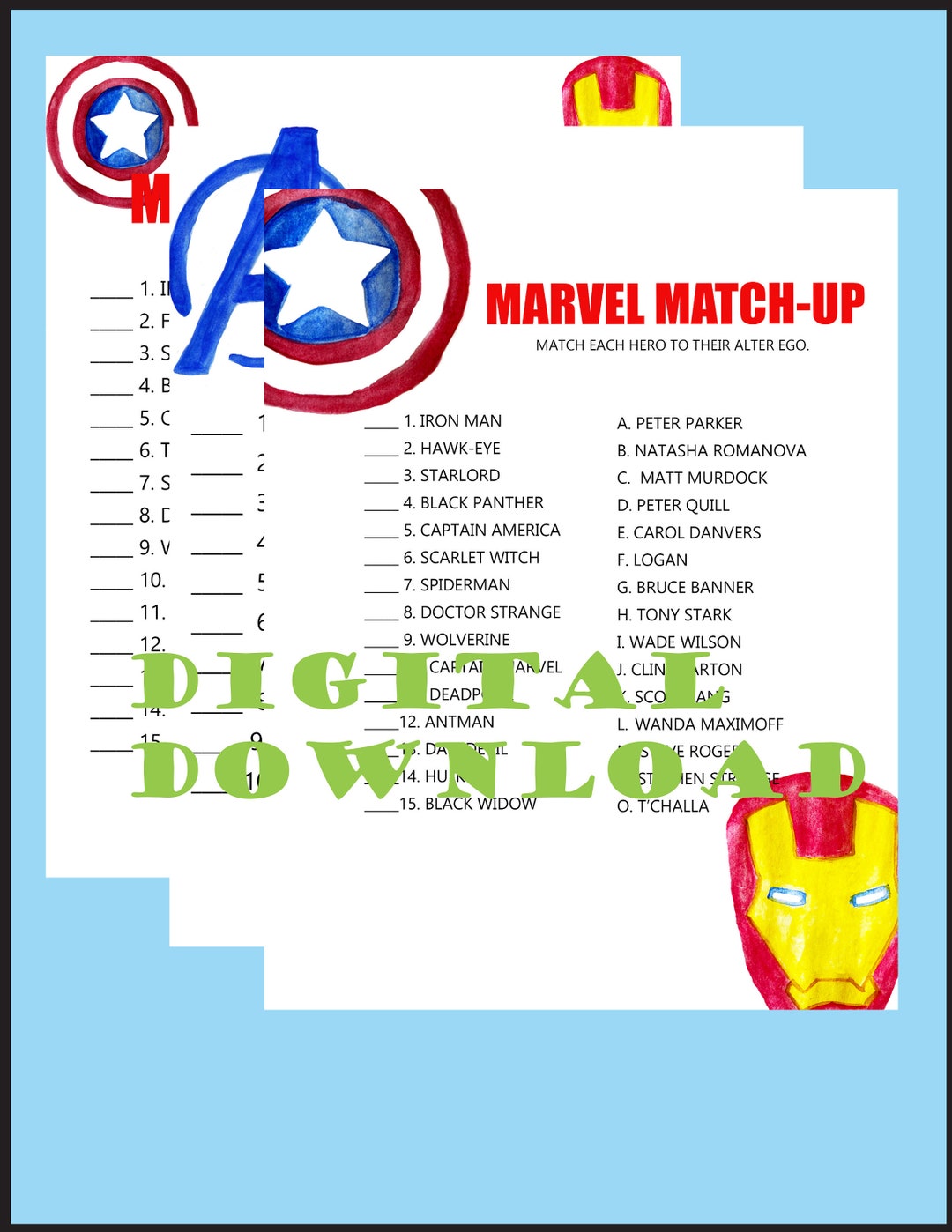 Printable Marvel Trivia Game Bundle, Printable Avengers Trivia Game ...