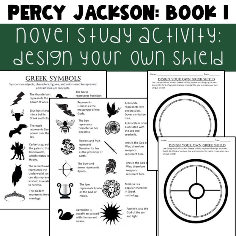 Percy Jackson Novel Study Activity: Design Your Own Greek Shield - Etsy
