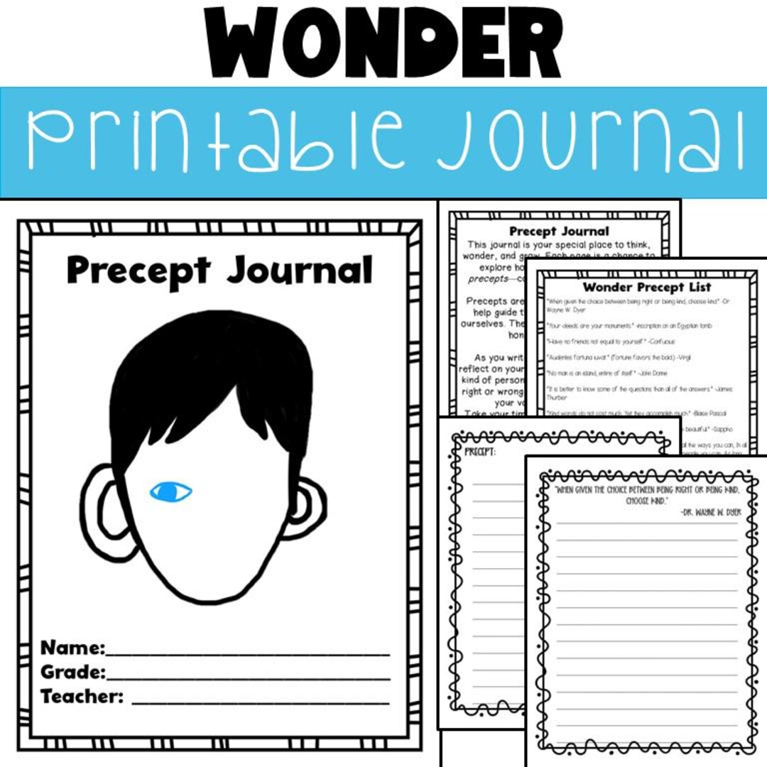 Wonder Novel Study Activity: Printable Precept Journal - Etsy