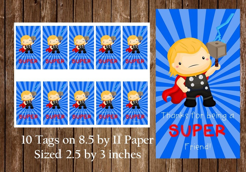 Printable Avengers Gift Tag, Thor Gift Tag, Avengers Birthday Party ...