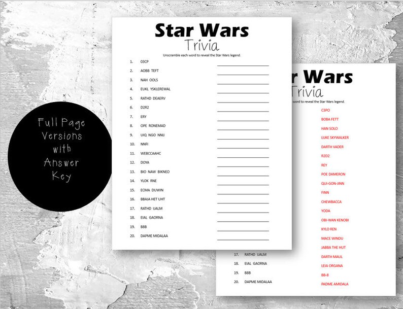 Printable Star Wars Trivia, Printable Mandalorian Game, Star Wars ...