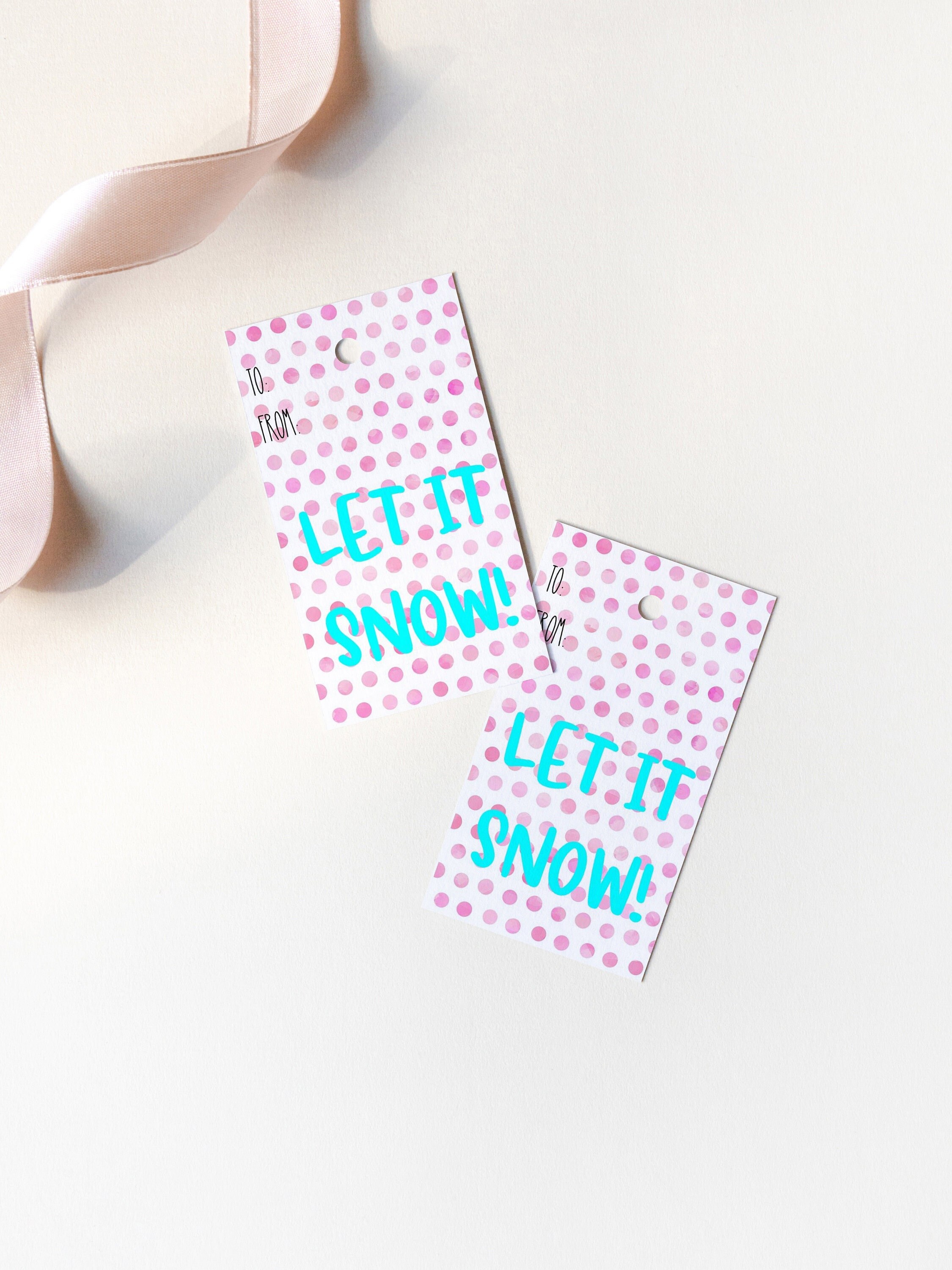 Printable Pink Christmas Gift Tag, Let It Snow Printable Gift Tag ...