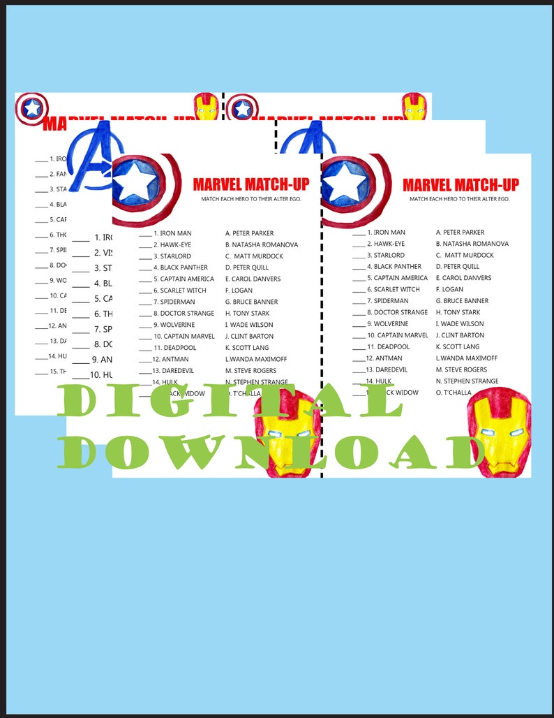 Printable Marvel Trivia Game Bundle, Printable Avengers Trivia Game ...