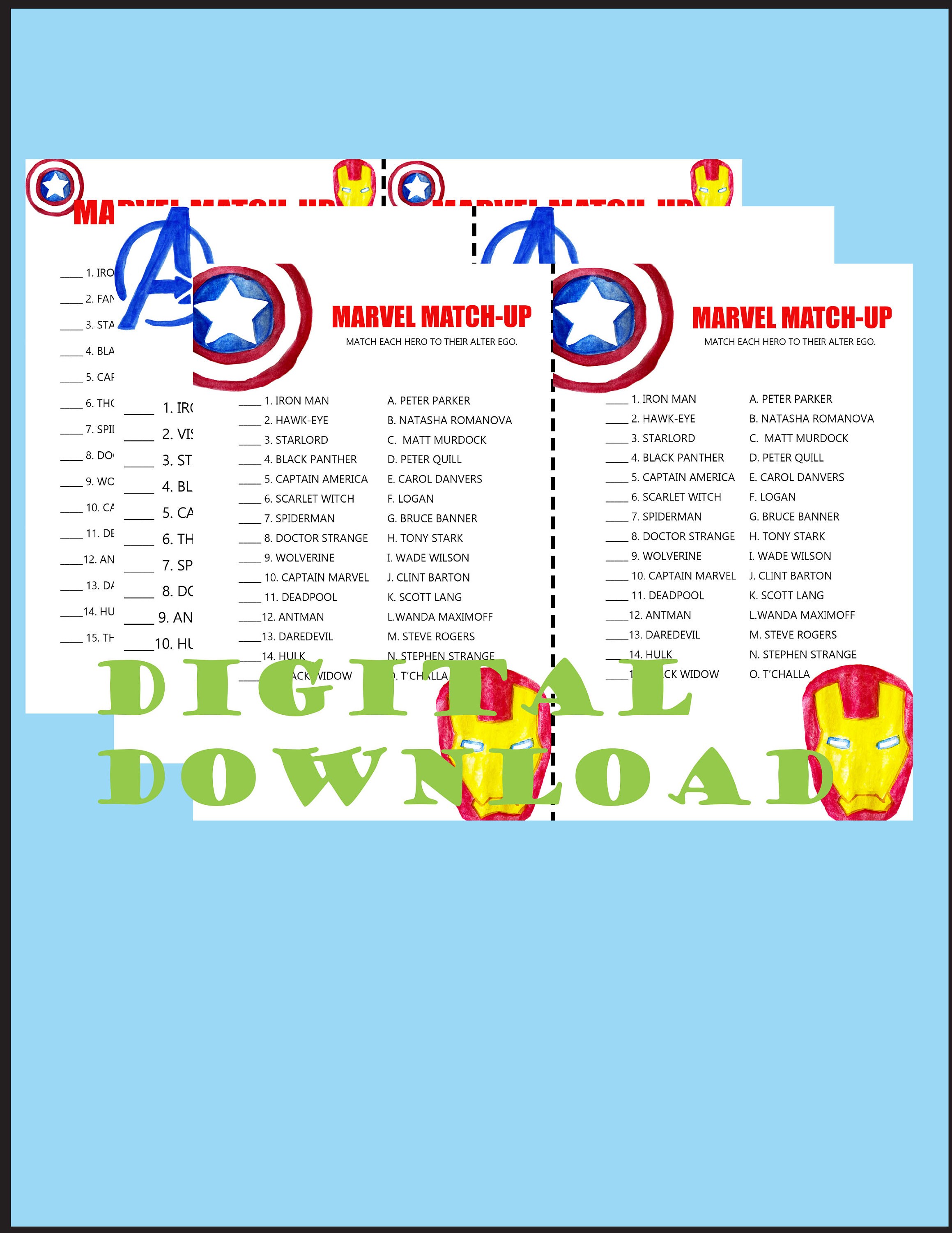 Printable Marvel Trivia Game Bundle, Printable Avengers Trivia Game ...