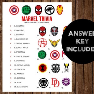 Avengers Trivia Printable, Avengers Birthday Party, Printable Marvel ...