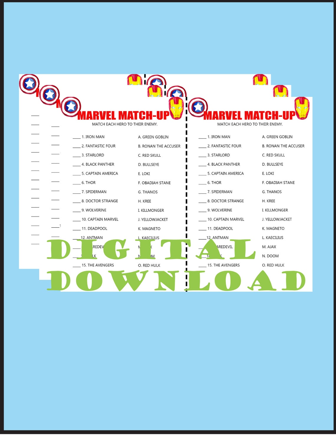 Printable Marvel Trivia Game, Printable Marvel Heroes and Villains ...