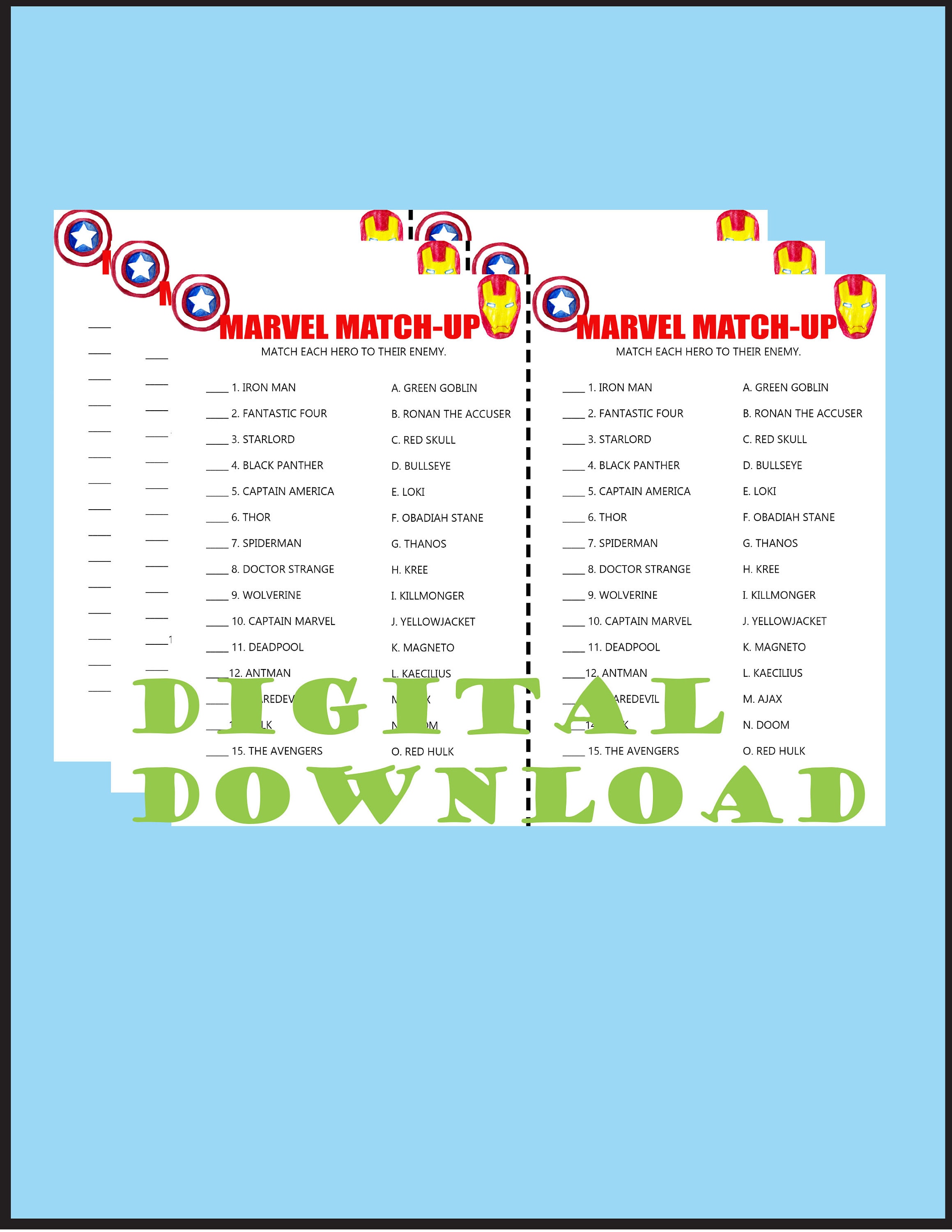 Printable Marvel Trivia Game Printable Marvel Heroes and - Etsy