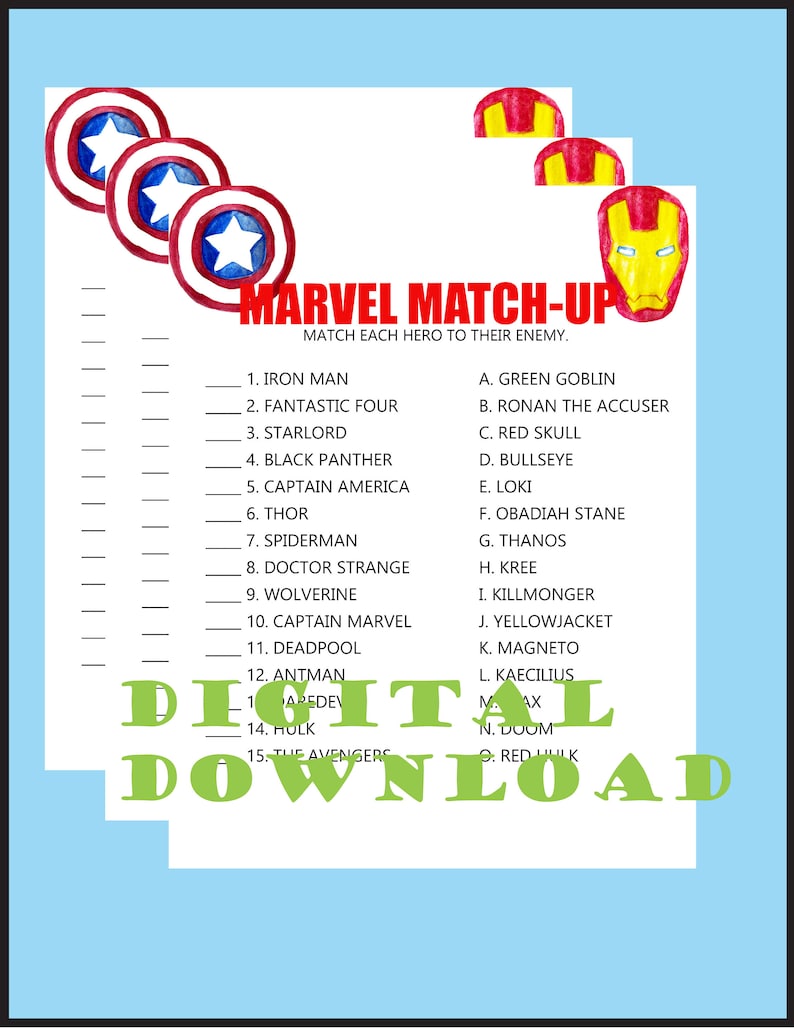 Printable Marvel Trivia Game, Printable Marvel Heroes and Villains ...
