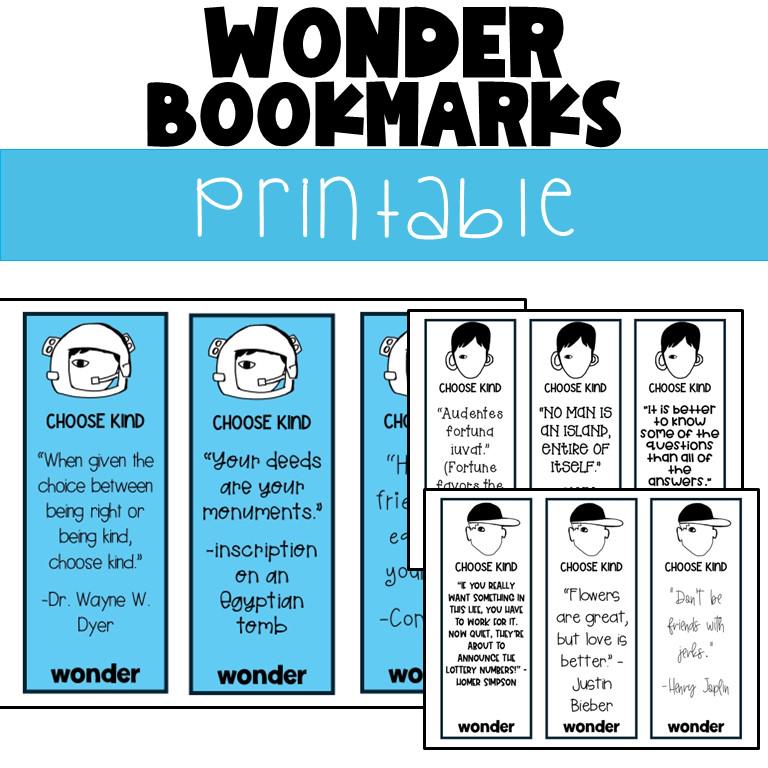 Wonder Novel Study: Bookmarks - Etsy