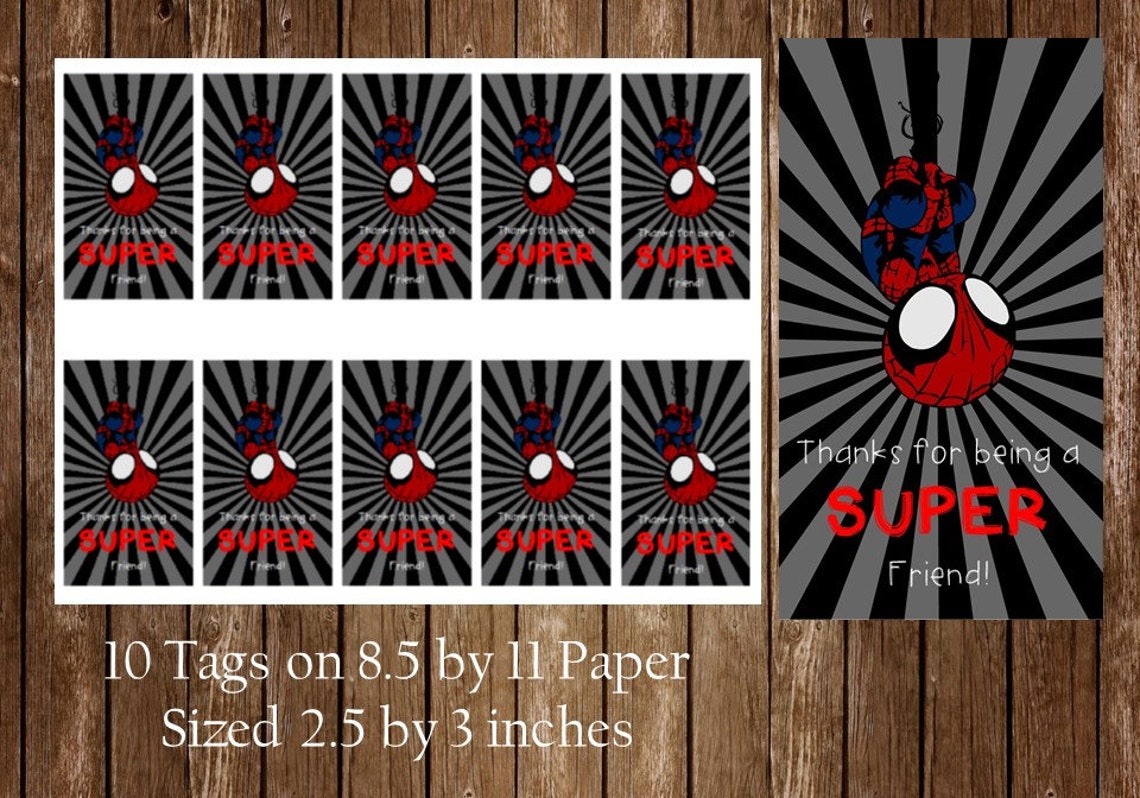 Printable Spiderman Gift Tag, Avengers Gift Tag, Spiderman Birthday ...