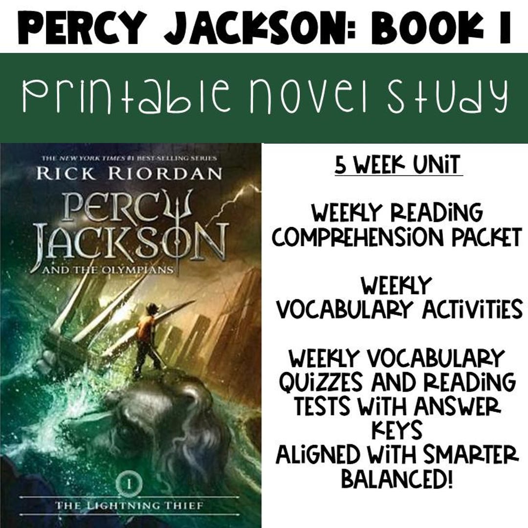 Percy Jackson Printable Novel Study - Etsy