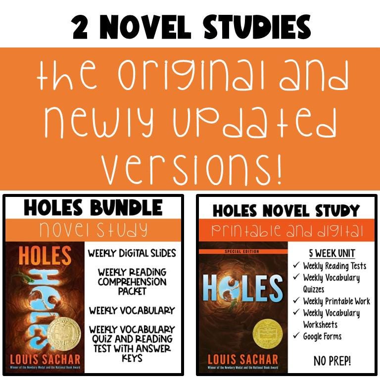 Ultimate Holes Novel Study Bundle/literature Guide | Comprehension ...
