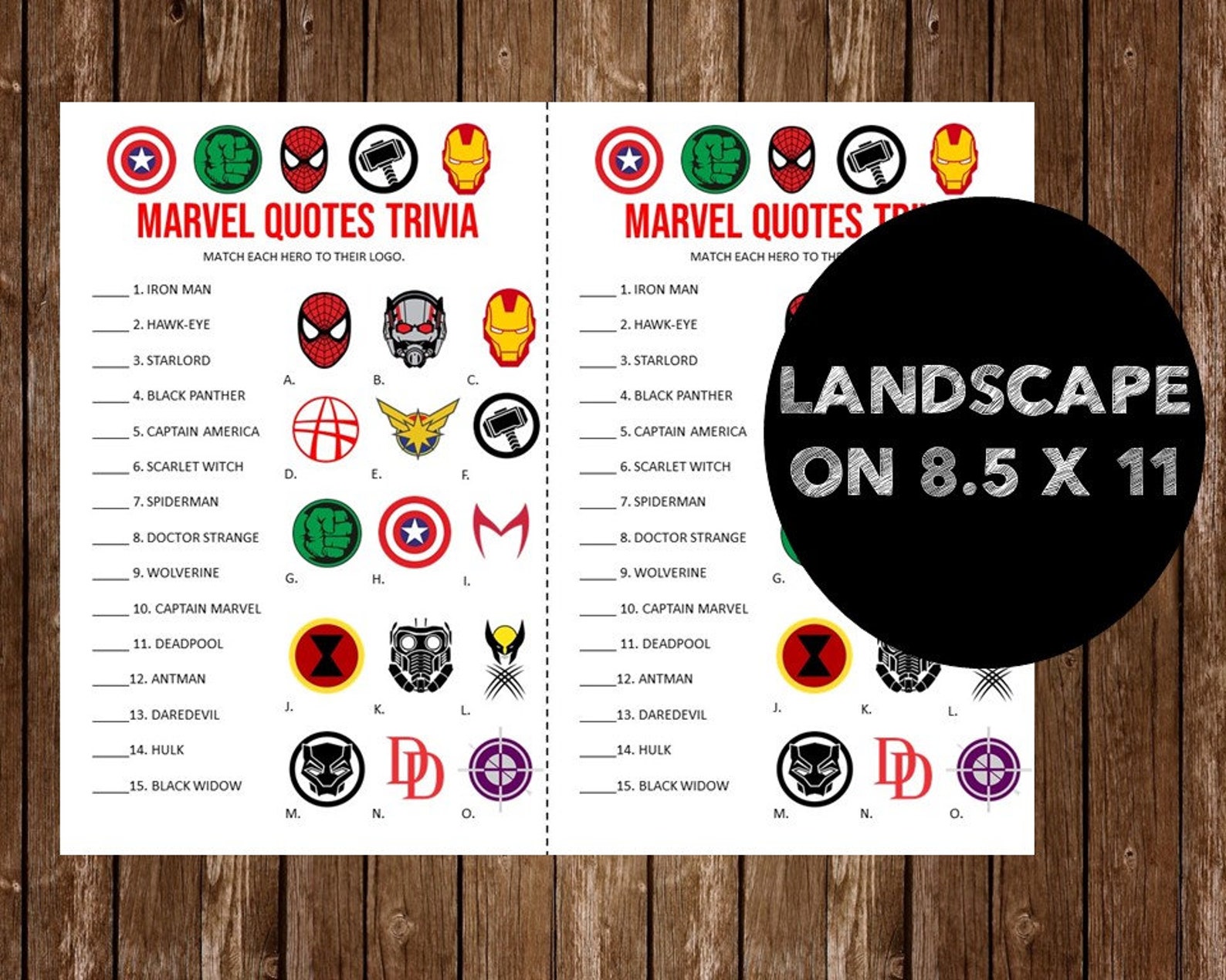 Avengers Trivia Printable, Avengers Birthday Party, Printable Marvel ...