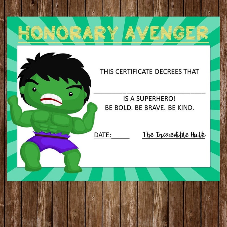 Printable Avengers Certificate, Superhero Certificate, Avengers ...