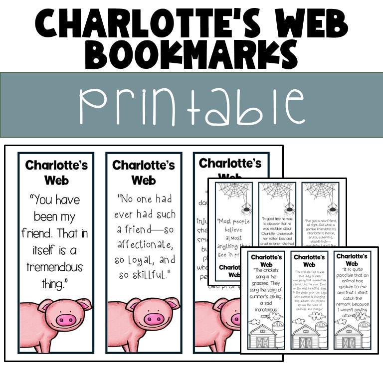 Charlotte's Web Printable Bookmarks - Etsy
