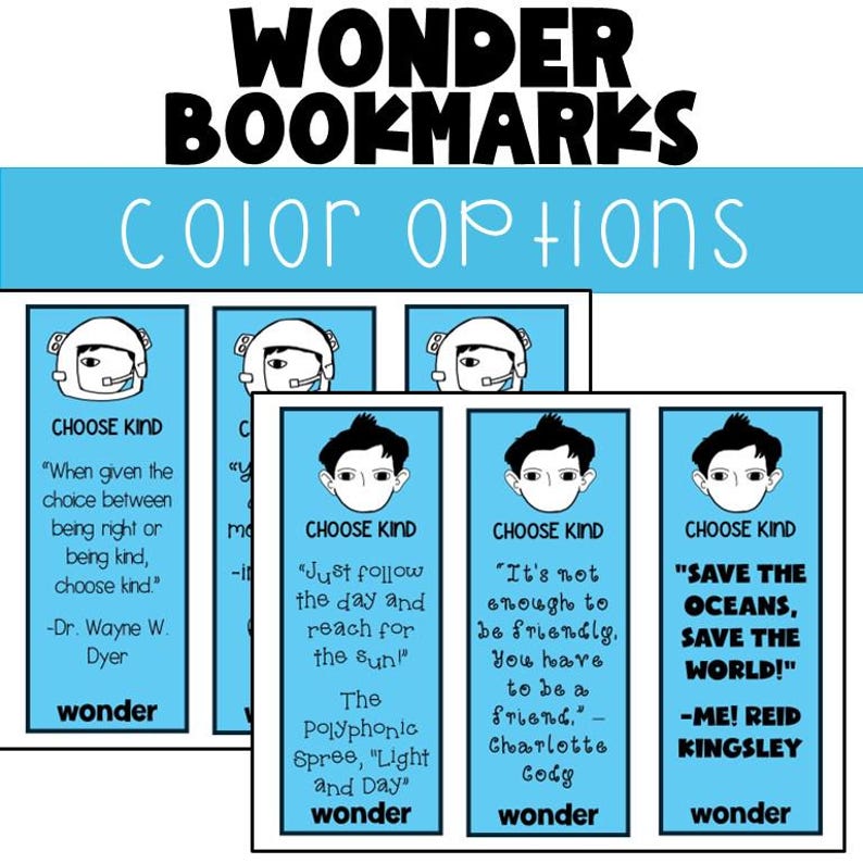 Wonder Novel Study: Bookmarks - Etsy