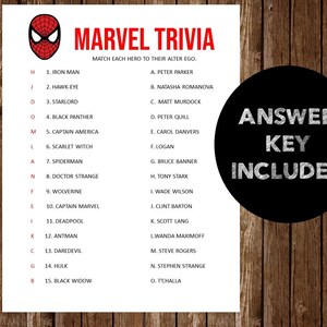 Avengers Trivia Printable, Avengers Birthday Party, Printable Marvel ...