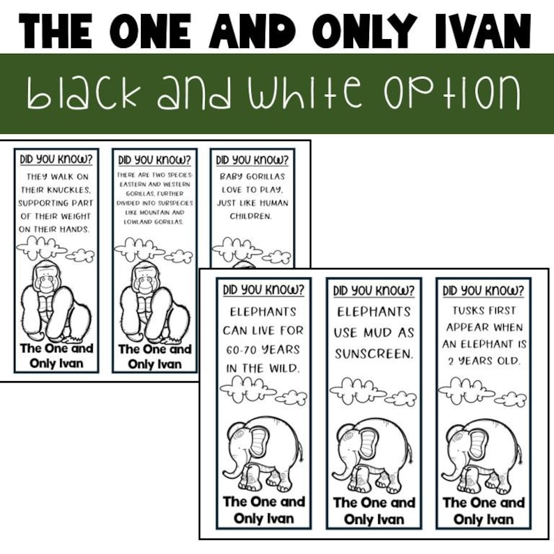 The One and Only Ivan Printable Bookmarks - Etsy
