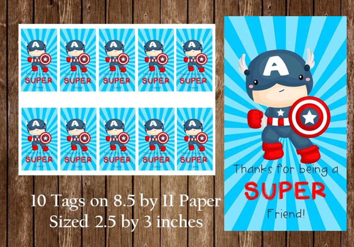 Printable Captain America Gift Tag, Printable Avengers Gift Tag ...